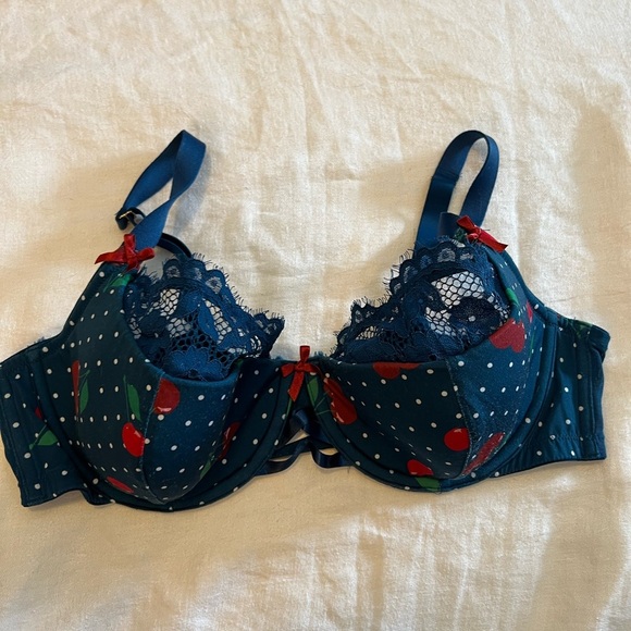 Cacique | Intimates & Sleepwear | Cacique Blue And Red Cherry Lace Bra ...